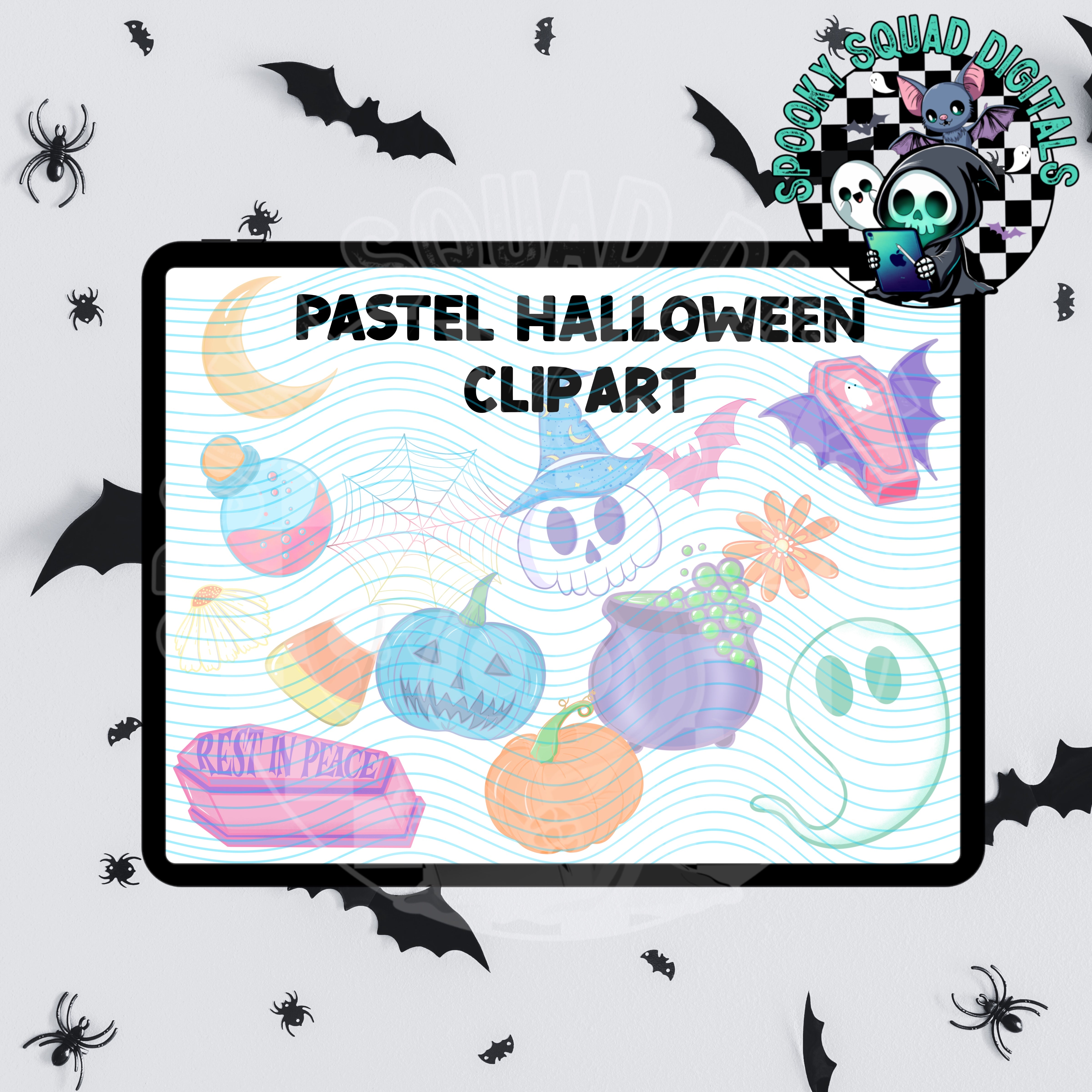 Pastel Halloween Clipart Set – Spooky Squad Digitals