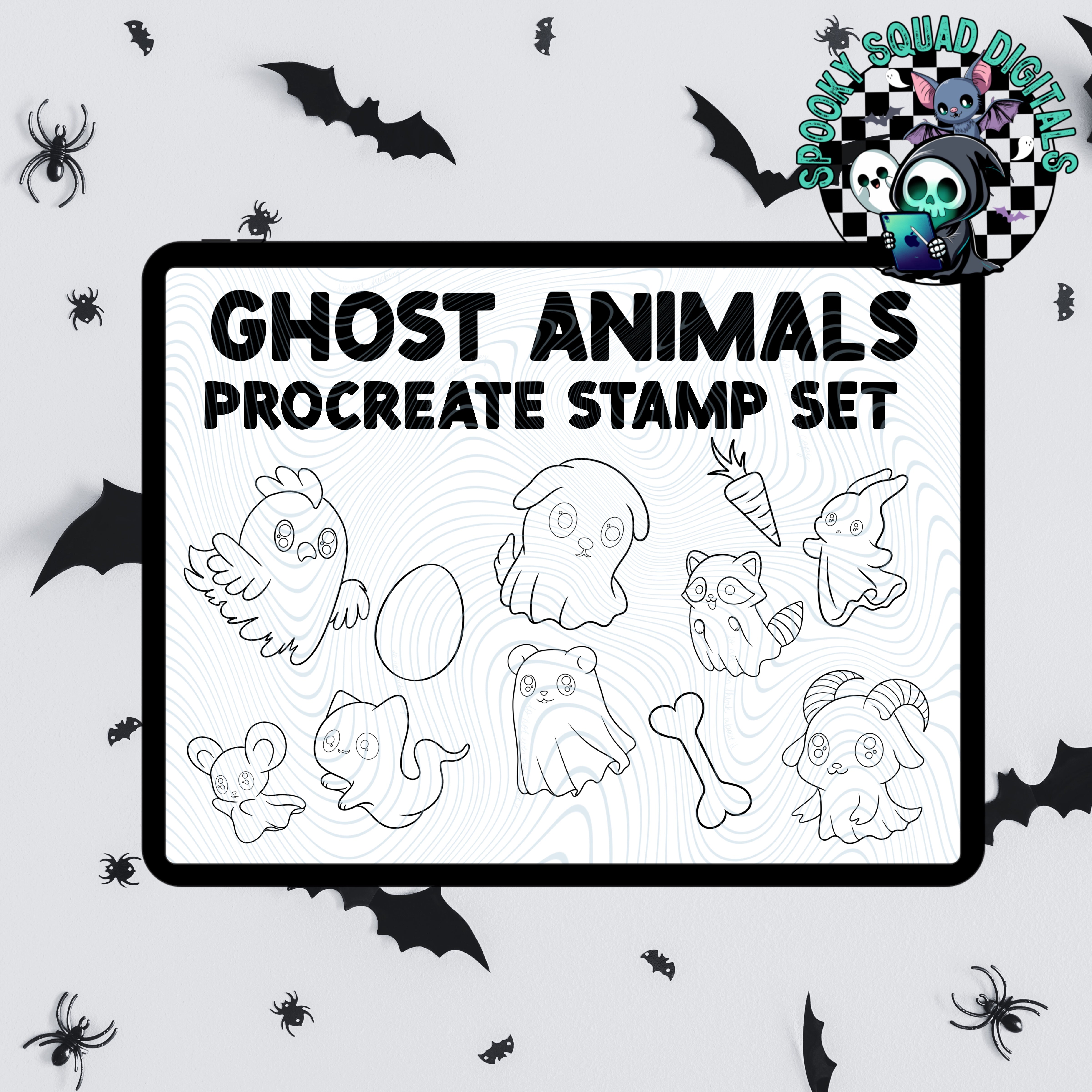 Ghost Animals Procreate Stamps – Spooky Squad Digitals