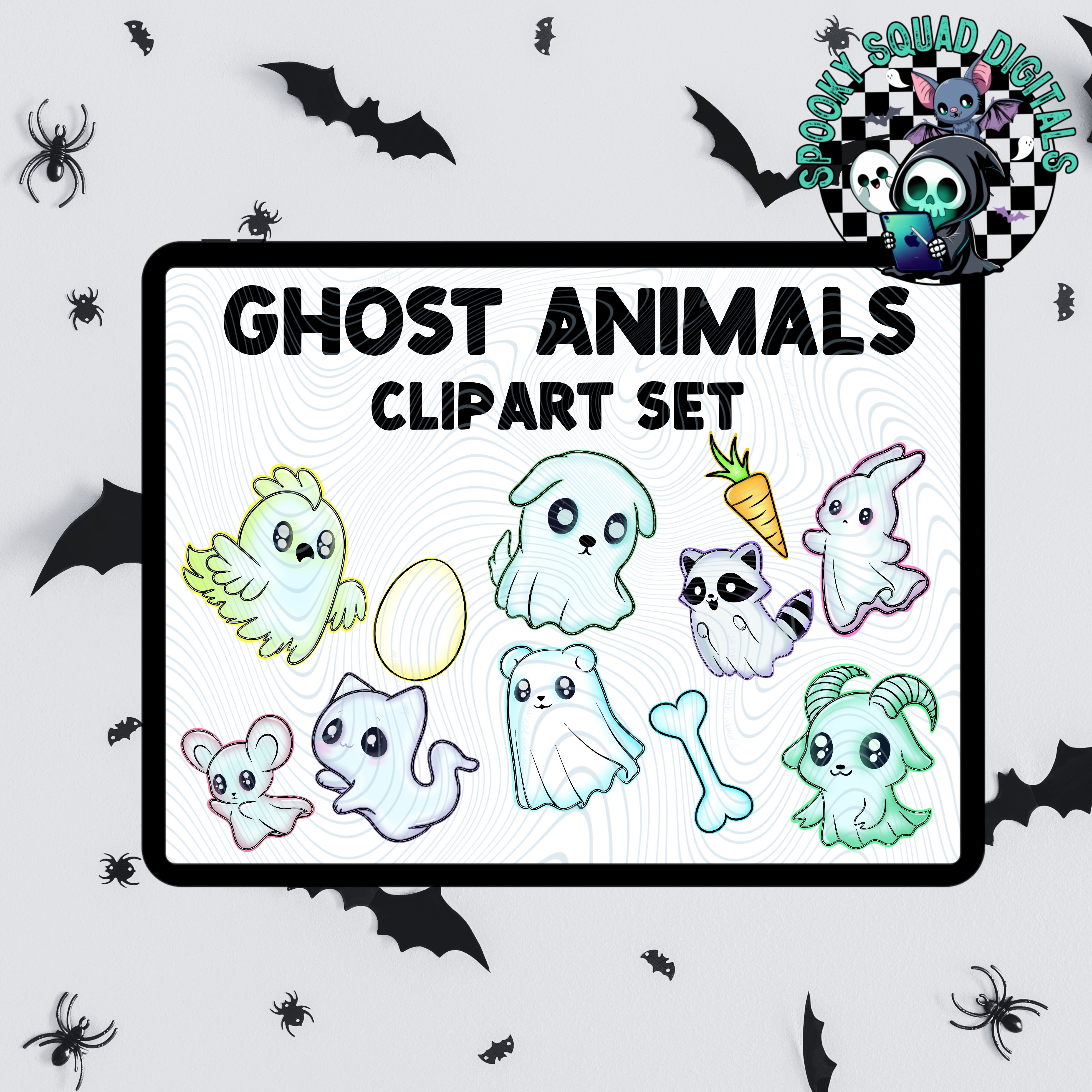Ghost Animals Clipart Set – Spooky Squad Digitals